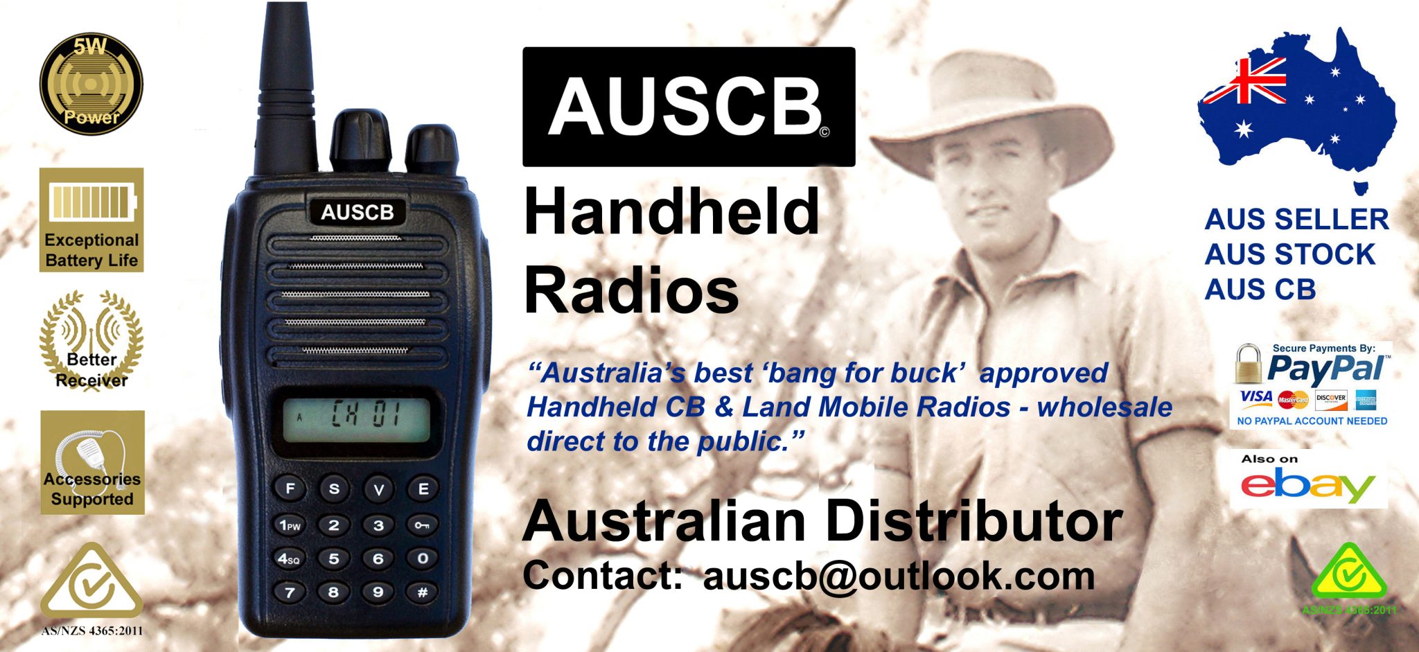 AUSCB 5W 80CH UHF CB Handhelds – – wholesale direct to the public